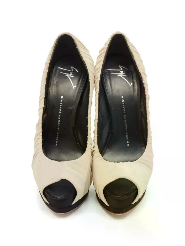 GIANVITO ROSSI Ruched Peep-toe Pumps
