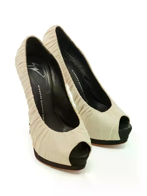 GIANVITO ROSSI Ruched Peep-toe Pumps