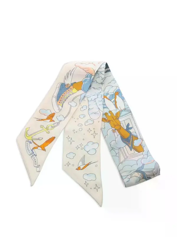Hermès 2000s Sur Mon Nuage Ribbon Scarf - Neutrals