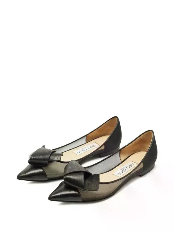 JIMMY CHOO Embossed Bow Ballet Flats