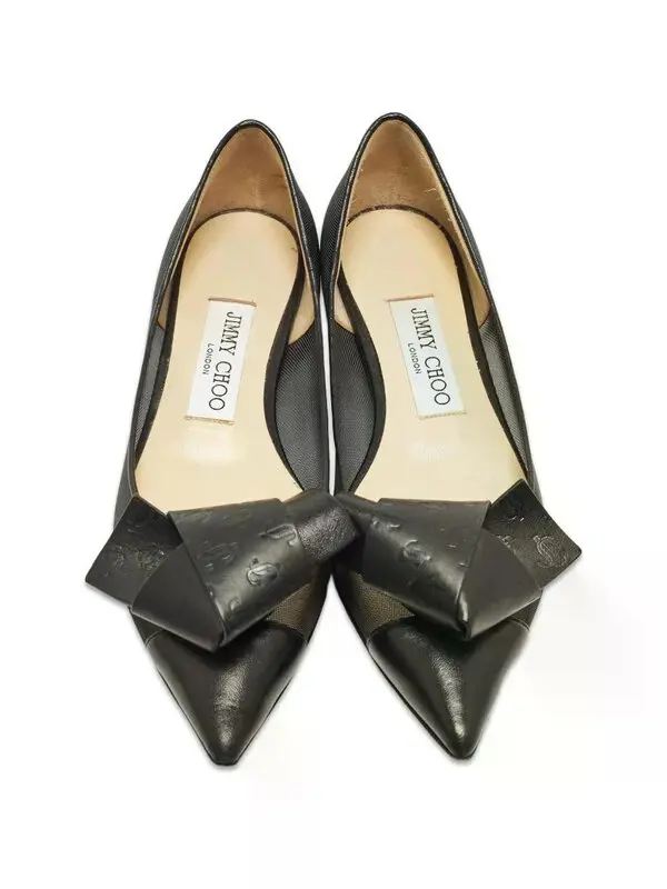 JIMMY CHOO Embossed Bow Ballet Flats
