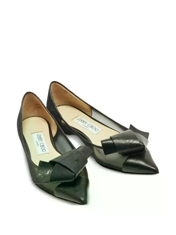 JIMMY CHOO Embossed Bow Ballet Flats