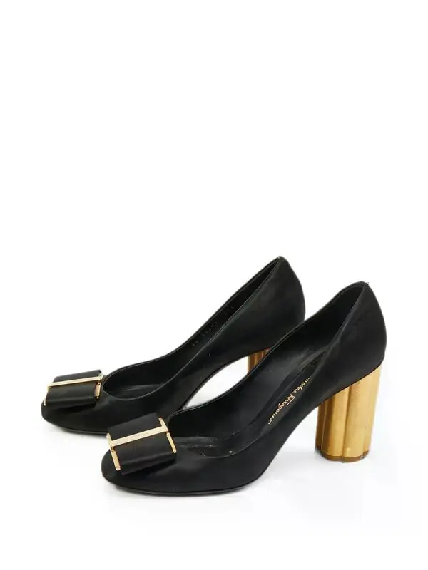 FERRAGAMO Satin Block Heel Pumps