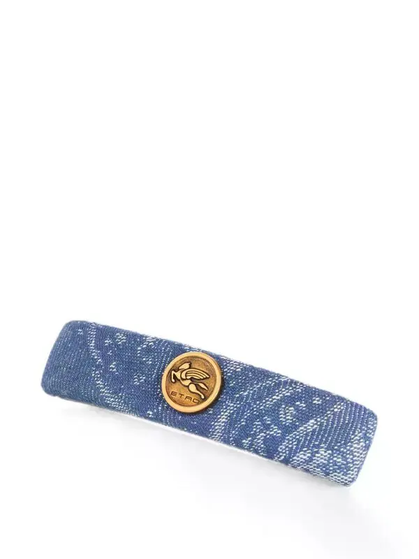 Etro Cotton And Linen Jacquard Denim Hair Clip - Blue