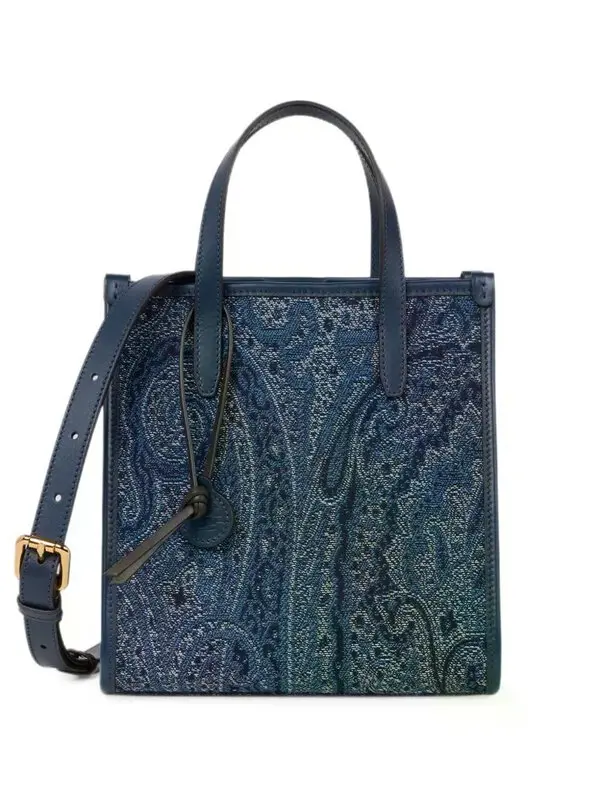 Etro Small Love Trotter Bag In Jacquard Denim - Blue