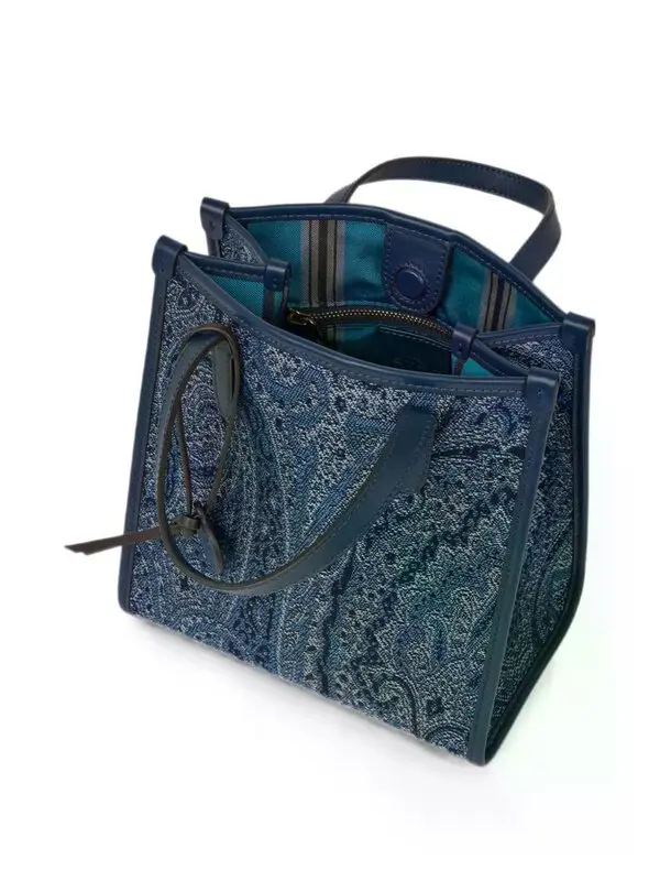 Etro Small Love Trotter Bag In Jacquard Denim - Blue