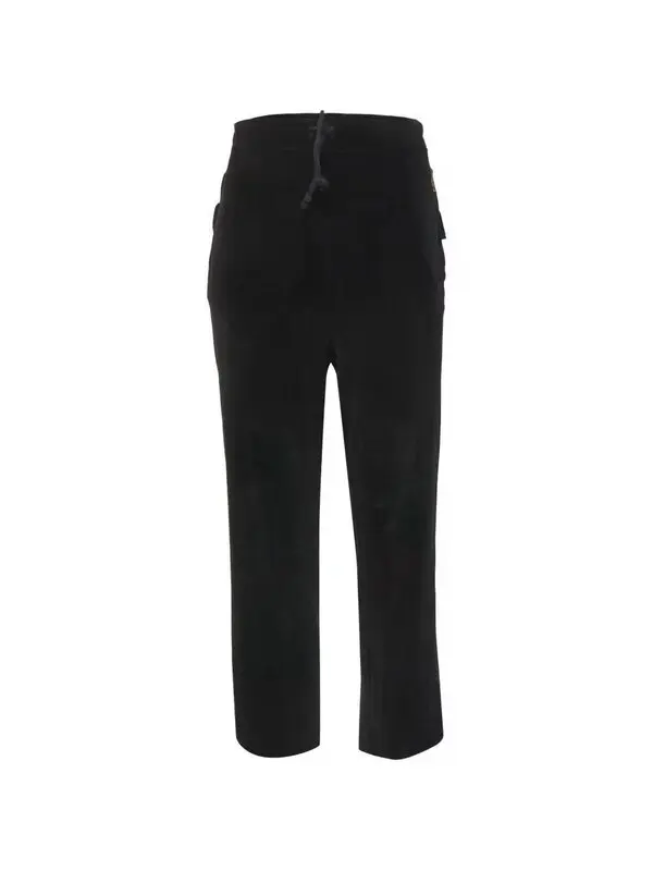 Saint Laurent Velvet-effect Straight-fit Drawstring Trousers - Black