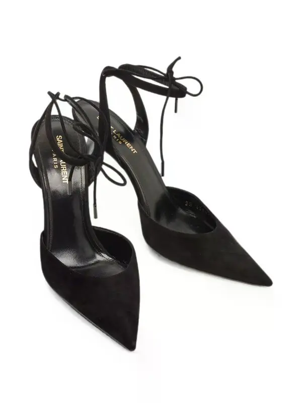 Saint Laurent Suede Wrap-around Stiletto Pumps