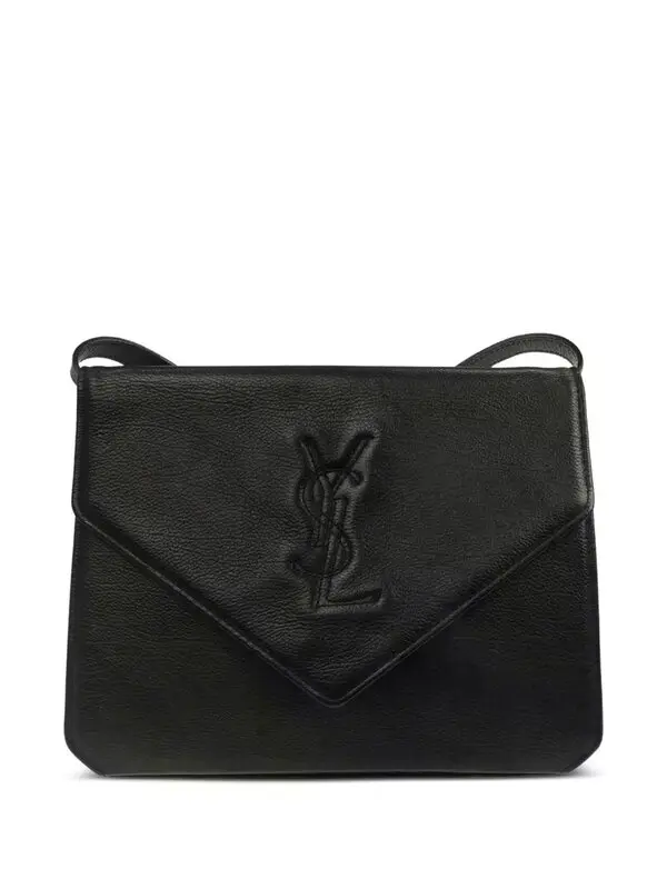Saint Laurent Embossed Logo Shoulder Bag - Black