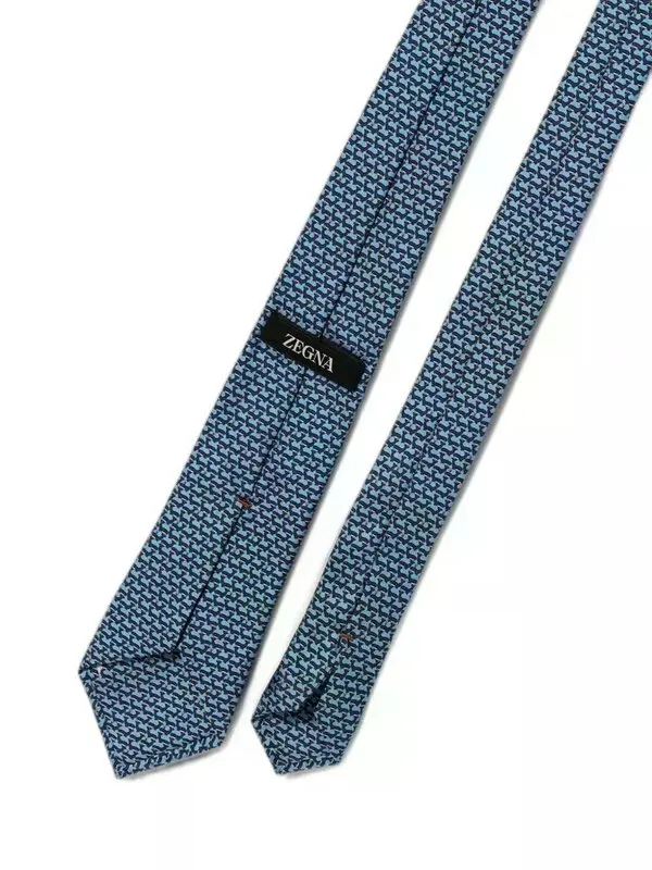 Zegna Geometric Print Silk Tie