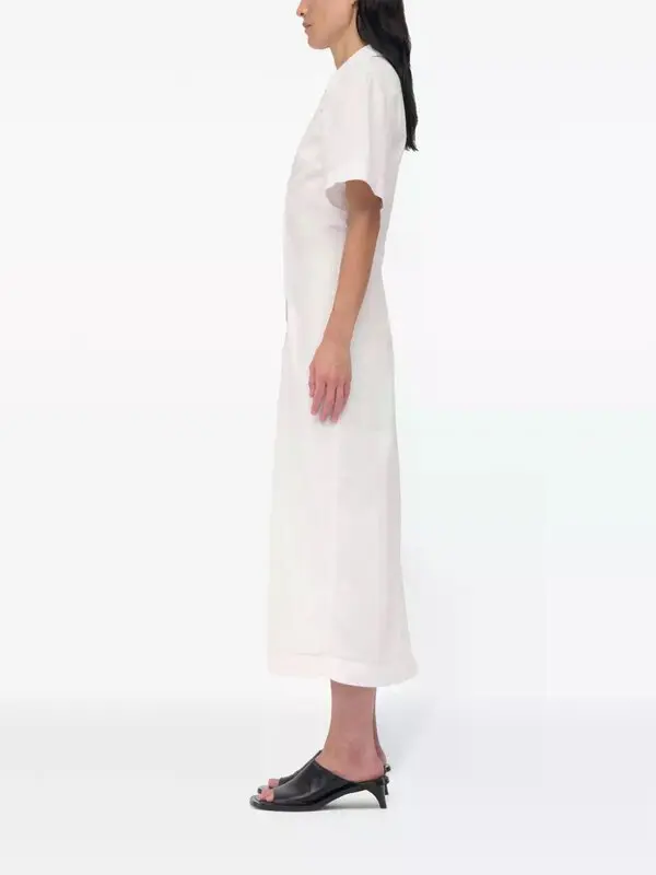 Another Tomorrow Bias-cut Chambray Shirt Dress