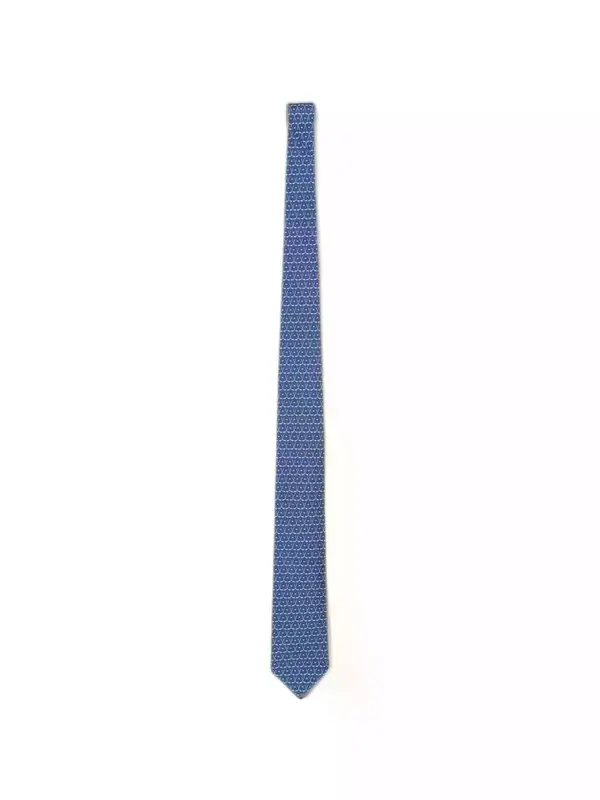 FERRAGAMO Silk Hockey Print Neck Tie - Blue