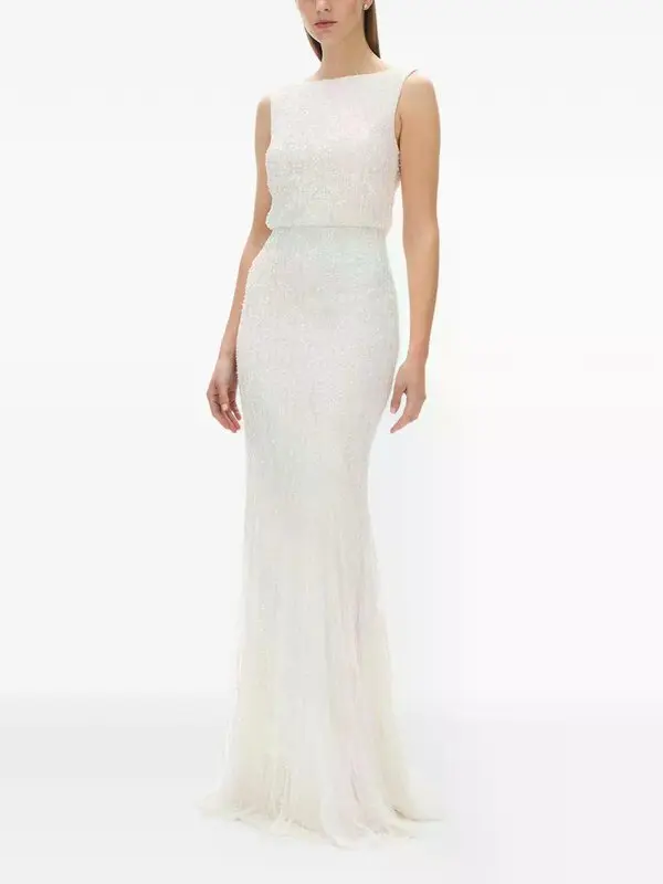 Rachel Gilbert Ava Sequin-embellished Maxi Dress - Silver
