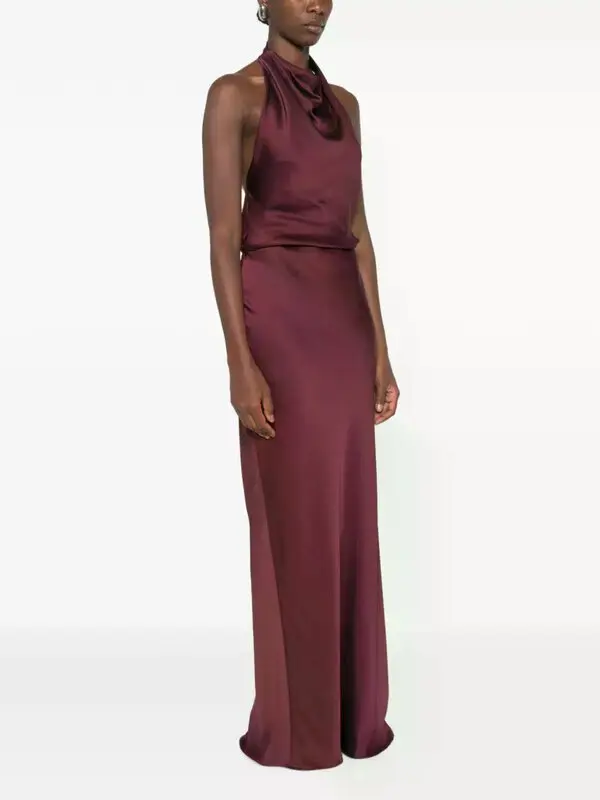 Simkhai Burgundy Cowl Neck Halterneck Maxi Dress