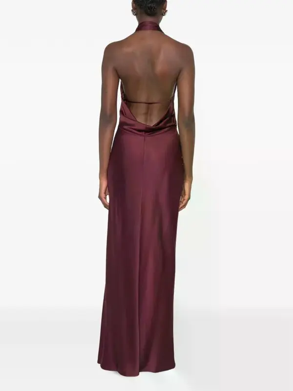 Simkhai Burgundy Cowl Neck Halterneck Maxi Dress