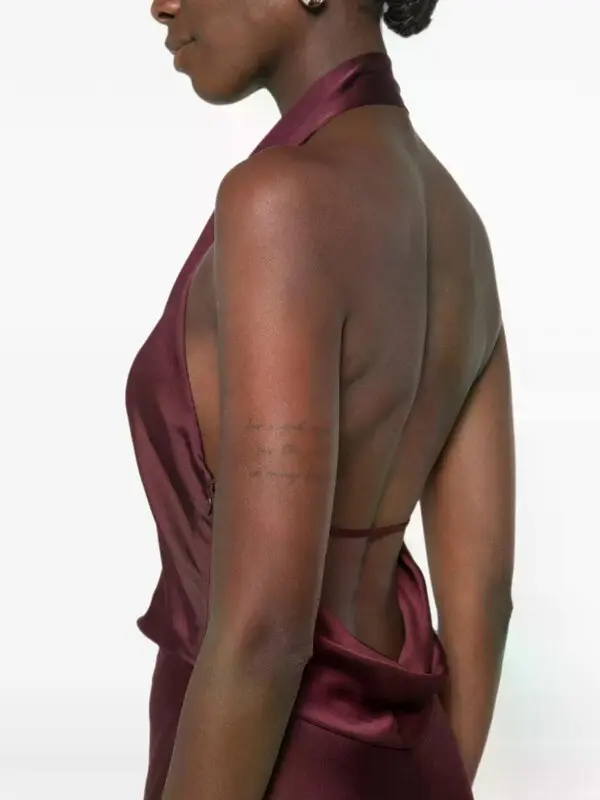 Simkhai Burgundy Cowl Neck Halterneck Maxi Dress