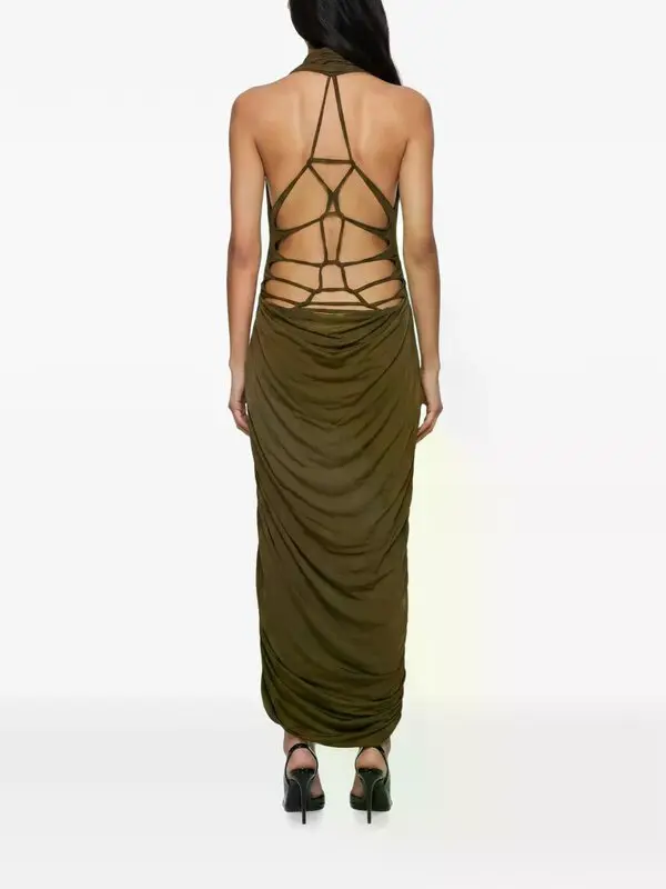 Blumarine Ruched Halterneck Maxi Dress