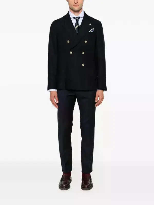 MANUEL RITZ Double-breasted Wool Blazer - Blue