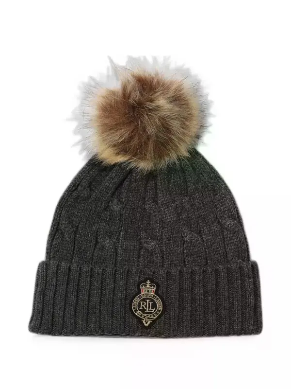 Ralph Lauren Cable-knit Pompom Beanie Hat - Grey