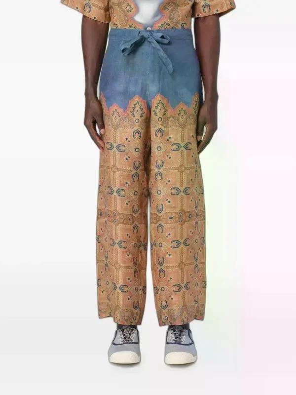 Valentino Garavani Graphic Print Linen Trousers