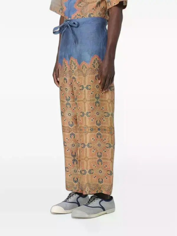 Valentino Garavani Graphic Print Linen Trousers