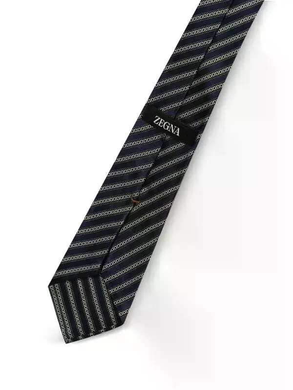 Zegna Diagonal Stripe Silk Tie - Blue