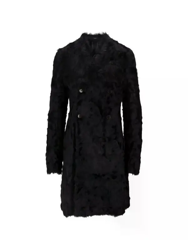 SAPIO Double-breasted Fur Coat - Black