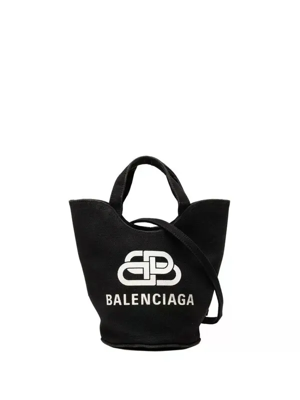 Balenciaga Canvas Wave Tote Xs Satchel - Black