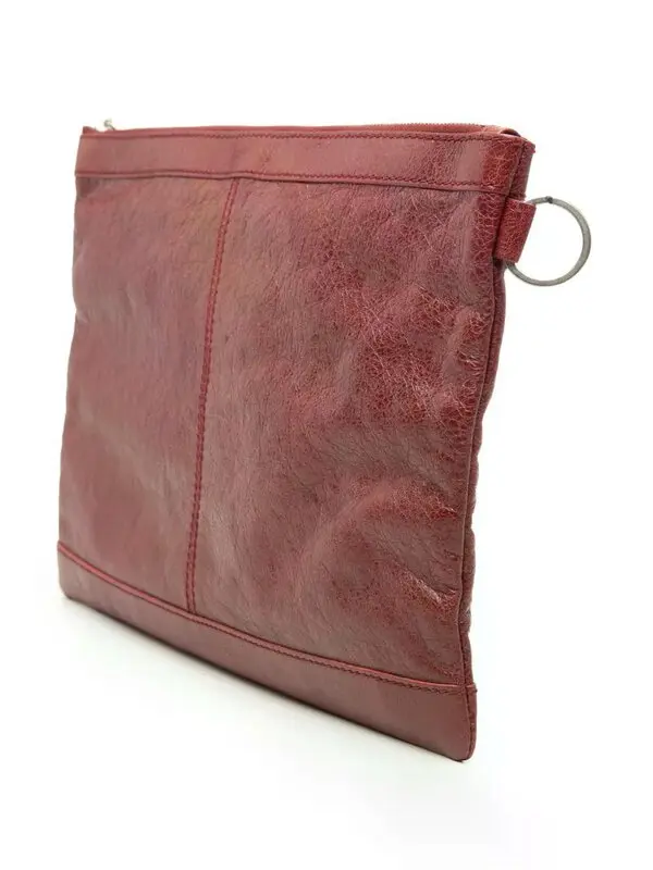 Balenciaga Lambskin Motocross Classic Clip M Clutch Bag - Red
