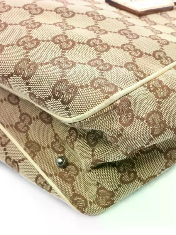 Gucci Gg Canvas Leather Trimmed Tote Bag