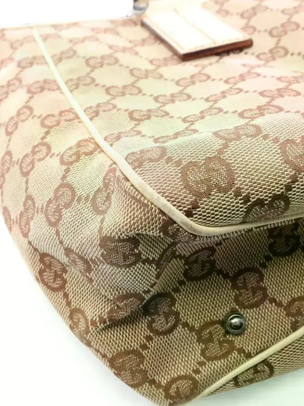 Gucci Gg Canvas Leather Trimmed Tote Bag