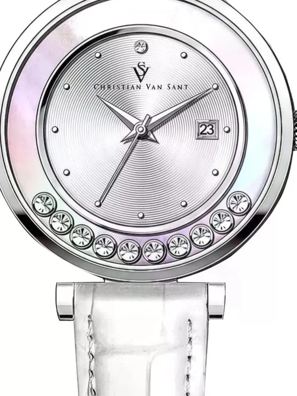CHRISTIAN VAN SANT Bria 40mm Watch With Mother-of-pearl Dial And Crystal Embellishments - Silver