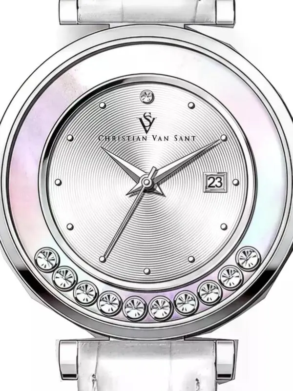 CHRISTIAN VAN SANT Bria 40mm Watch With Mother-of-pearl Dial And Crystal Embellishments - Silver
