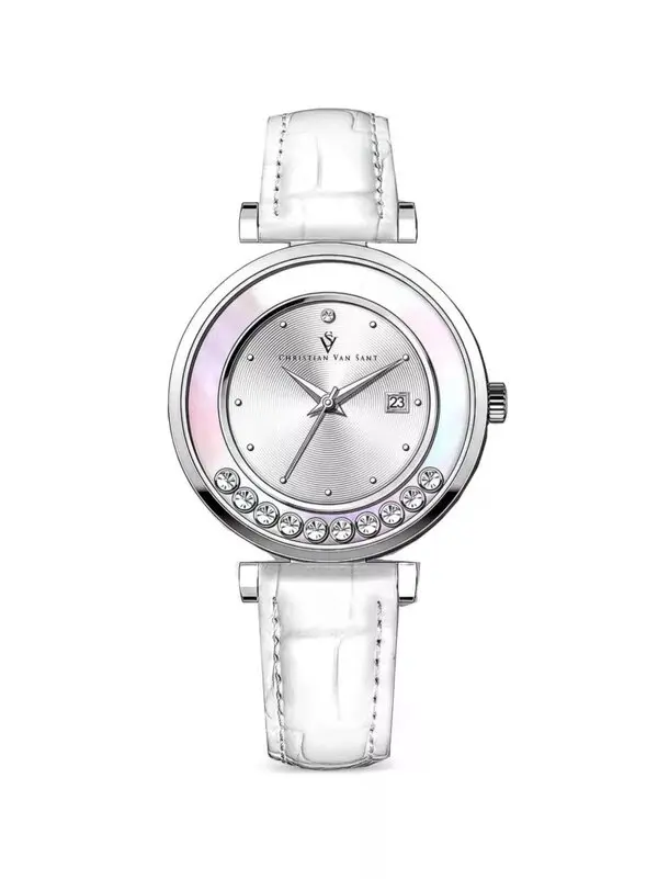 CHRISTIAN VAN SANT Bria 40mm Watch With Mother-of-pearl Dial And Crystal Embellishments - Silver