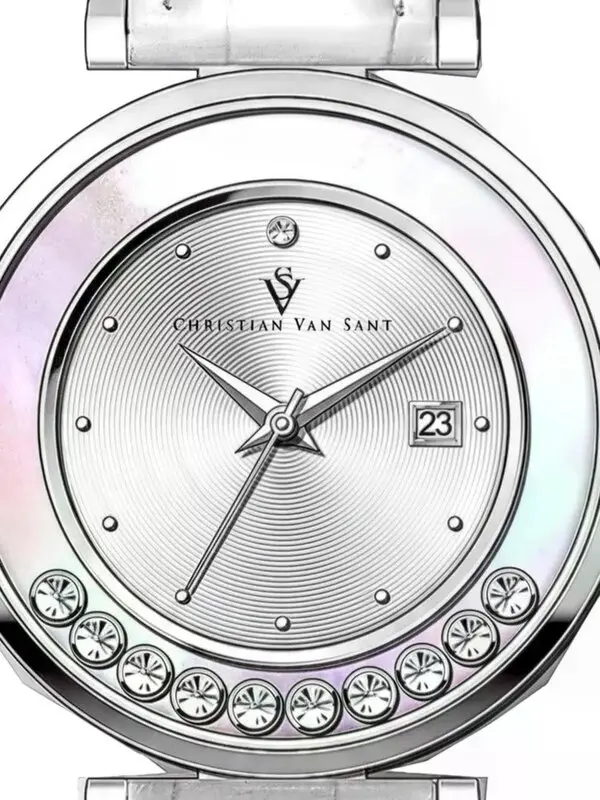 CHRISTIAN VAN SANT Bria 40mm Watch With Mother-of-pearl Dial And Crystal Embellishments - Silver