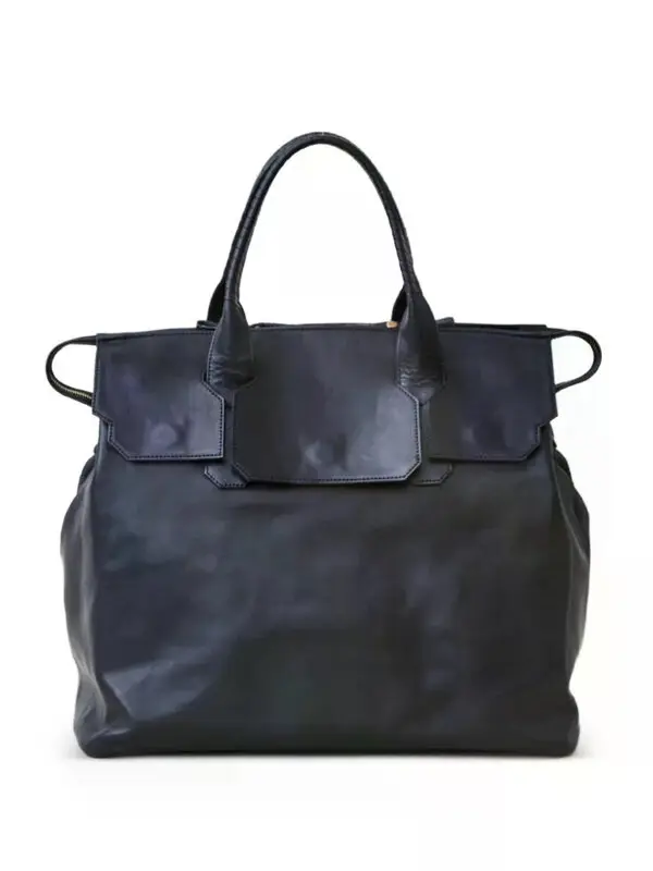CORNELIAN TAURUS BY DAISUKE IWANAGA Key Hole Boston Leather Luggage Bag - Blue