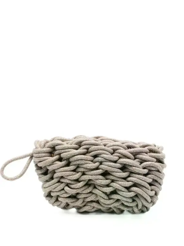 Alienina Lina Woven Clutch Bag - Neutrals
