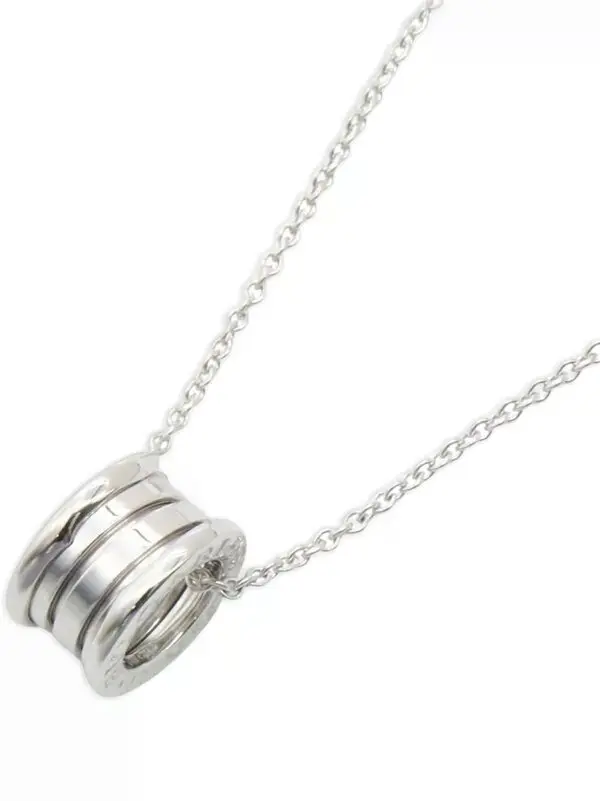 BVLGARI B.zero1 Engraved Logo 18k White Gold Necklace - Silver