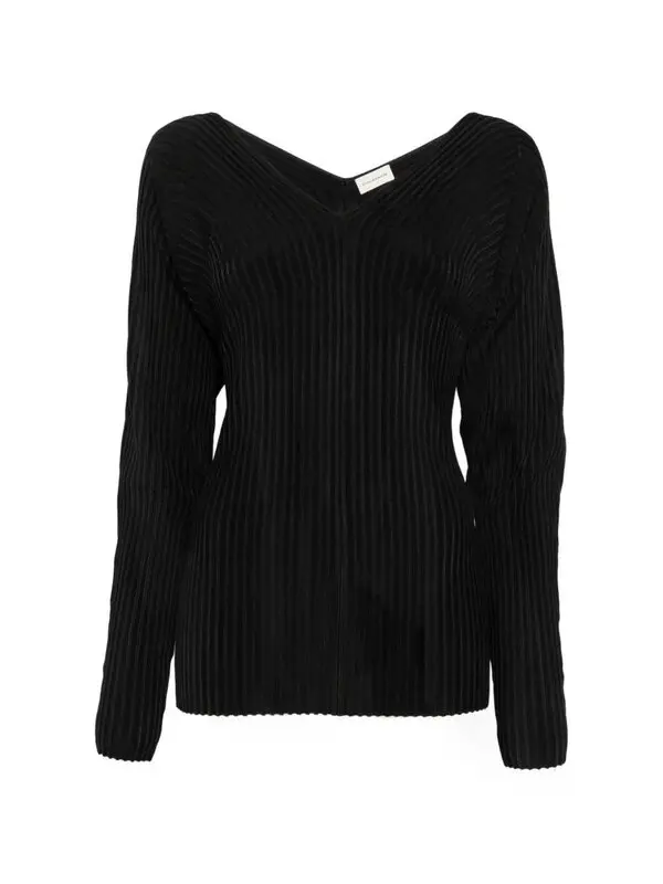 BY MALENE BIRGER Ribbed V-neck Sweater - Black
