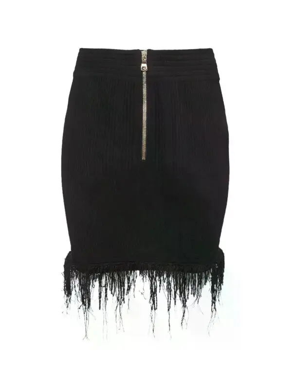 Balmain Rib-knit Fringed Mini Skirt