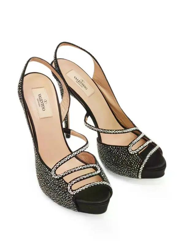 Valentino Garavani Crystal Embellished Platform Sandals - Black