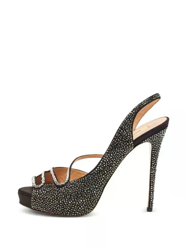 Valentino Garavani Crystal Embellished Platform Sandals - Black