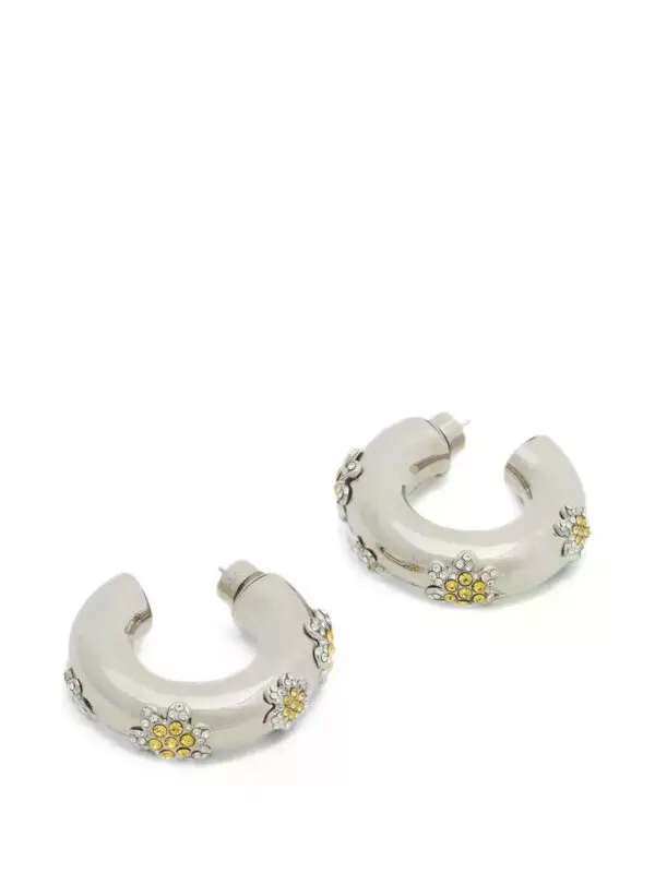 Marni Rhinestone Daisy Hoop Earrings