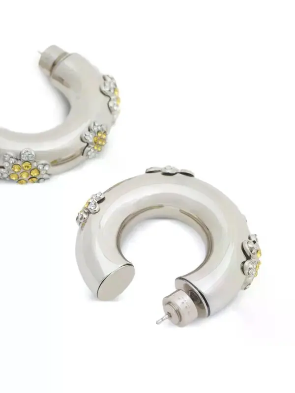 Marni Rhinestone Daisy Hoop Earrings