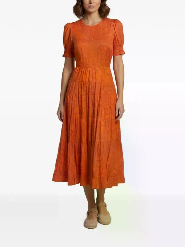 Diane Von Furstenberg Geometric Print Tiered Midi Dress - Orange