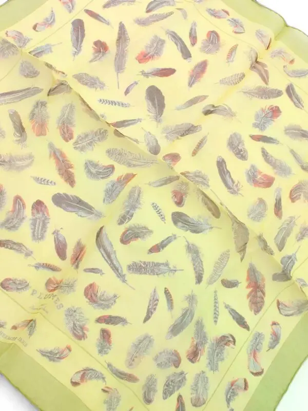Hermès 2010s Plumes Chiffon Scarf