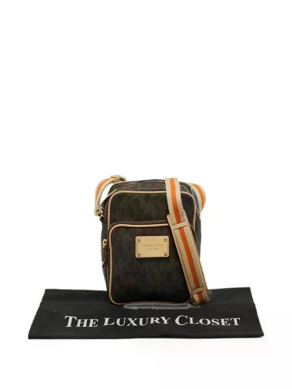 Michael Kors Monogram Print Leather Trim Cross Body Bag