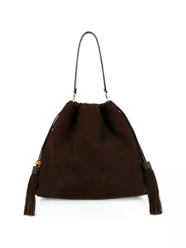 Etro Large Suede Kalispera Bag With Patch And Tassels