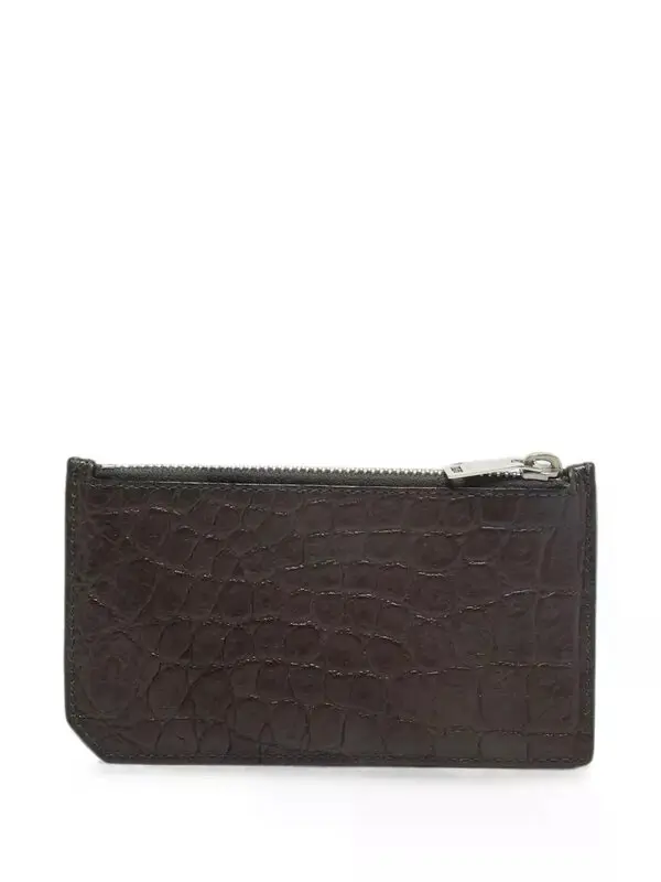 Saint Laurent Croc-embossed Leather Card Holder