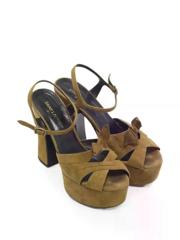Saint Laurent Bow Detail Platform Sandals - Brown